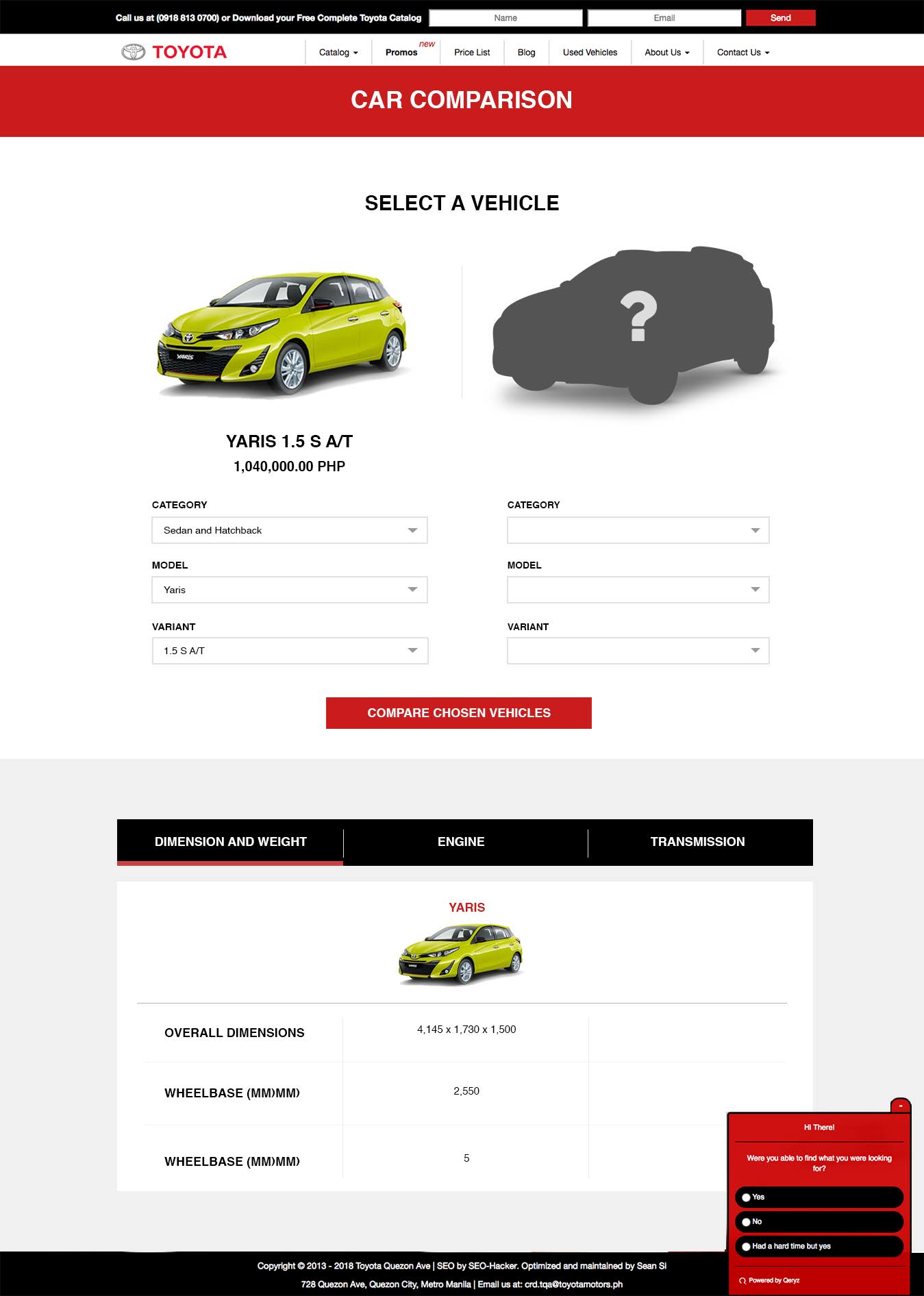 Car Comparison Tool for Toyota – Precious limson